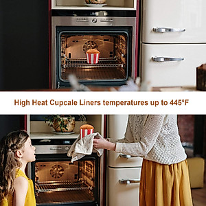 TRUSBER Cupcake Liners for Baking, 100PCs Nonstick Red and White Baking Cups Pastry Muffin Wrapper Paper Cases Baking Cups for Popcorn Cupcake, Great for Party Decoration, No Baking Tray Needed