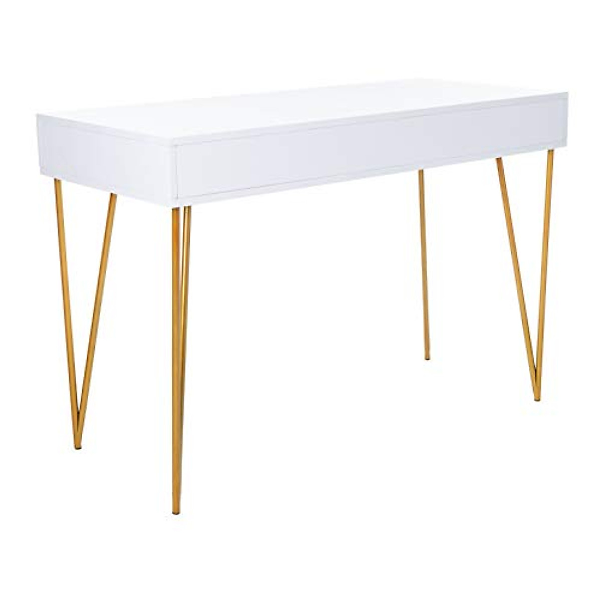 Safavieh Home Office Pine Modern White and Gold 2-drawer Desk