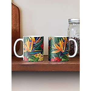 Of Tropical Paradise Plumeria Birds Hawaiian Floral Hibiscus Flower Hawaii the best 11oz coffee mugs Made from ceramic