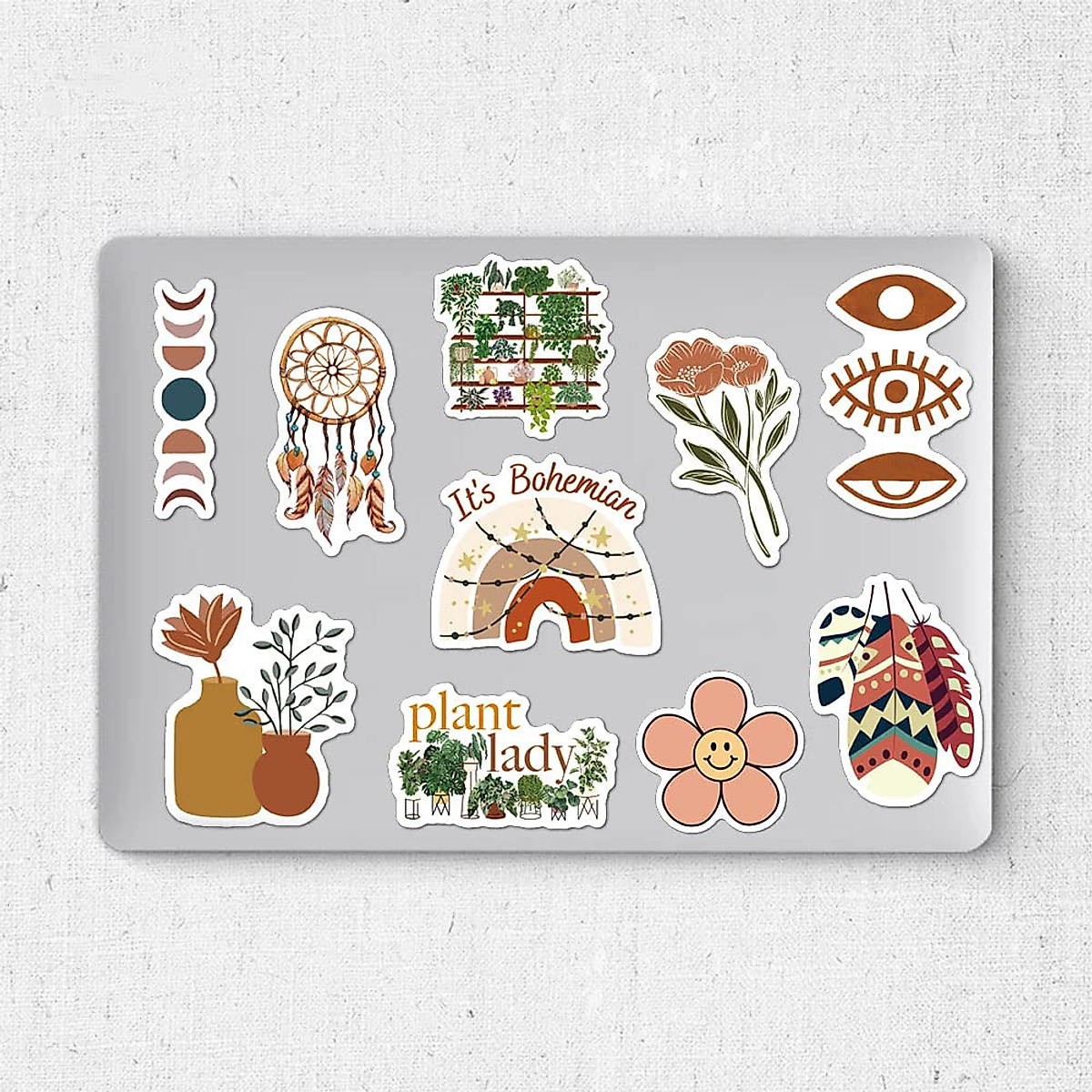 ANERZA 200 PCS Aesthetic Boho Stickers, Cute Vinyl Waterproof Stickers for Water Bottles Laptop Phone Journaling Scrapbook Junk Journal, Small Business Supplies, Plant Sticker Packs for Adults Teens