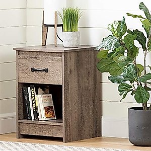 South Shore Tassio 1-Drawer Nightstand-Weathered Oak