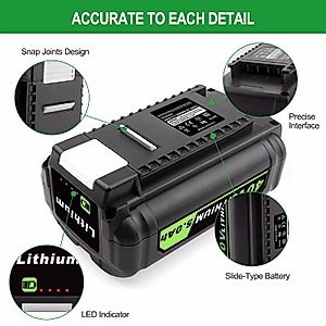 GOOALITY 40V 5.0Ah OP4050A Replacement Battery Compatible with Ryobi 40V Lithium Battery OP4015 OP4026 OP40201 OP40261 OP4030 OP40301 OP4040 OP40401 OP4050 OP4050A OP40501 OP40601