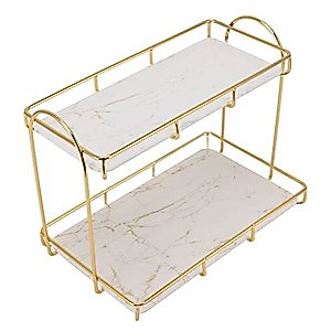 YWBL-WH 2 Tier Cosmetic Storage Shelf Bathroom Countertop Organizer Makeup Organizer Shelf Vanity Organizer Rack