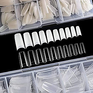 Acrylic Nail Tips French Fake Nails - 1000pcs French Nail Tips Half Cover Artificial Fake Nails with Storage Case