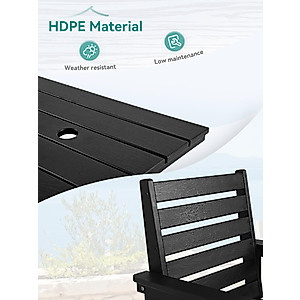 Homenjoy Tall Adirondack Chair Set of 2 with Connecting Tray, HDPE Weather Resistant Patio Bar Stools, Heavy Duty Bar Height Adirondack Chairs with Footrest, 26" H Balcony Chair for Deck,Black