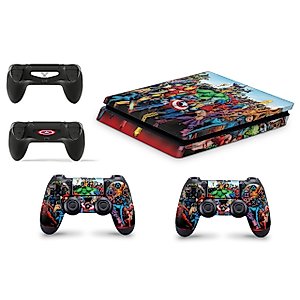 Superhero Skins for PS4 Playstation 4 Slim Console Decal Vinal Sticker + 2 Controller Set