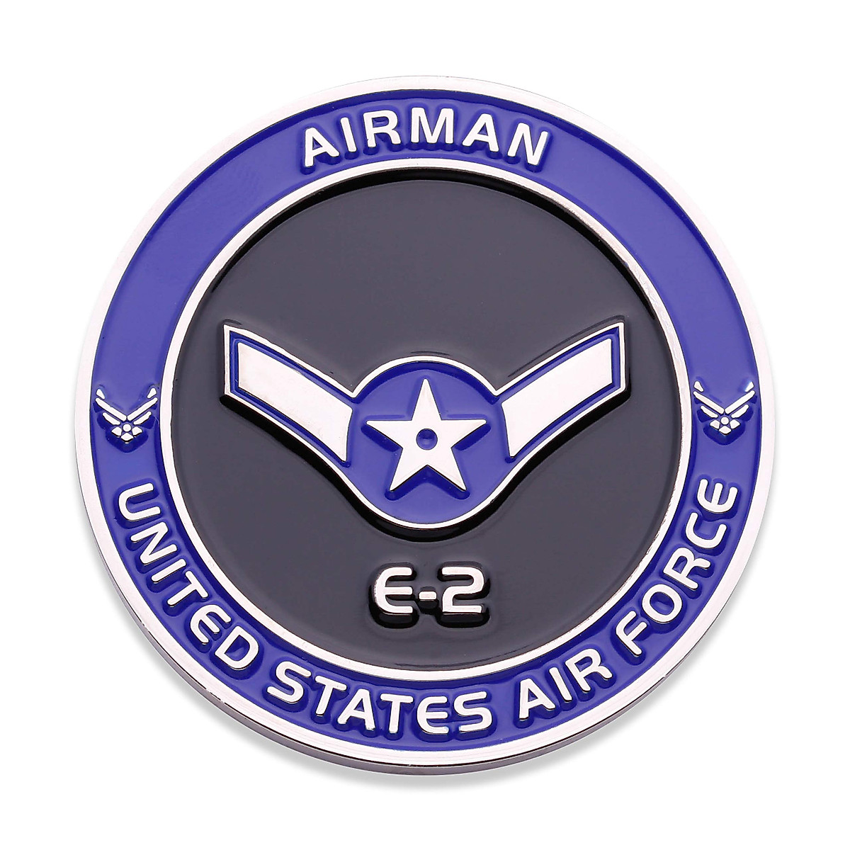 Air Force Airman E2 Challenge Coin! United States Air Force Airman Rank Military Coin. E-2 Airman USAF Challenge Coin! Designed by Military Veterans - Officially Licensed Product!