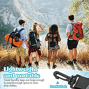 4 Pcs Travel Laundry Bag, Large Dirty Laundry Clothes Bag with Hook and Drawstring for Traveling Suitcase, Expandable and Portable Dirty Clothes Storage Bag for Travel, Camping, Gym, Dorm (Black&Grey)