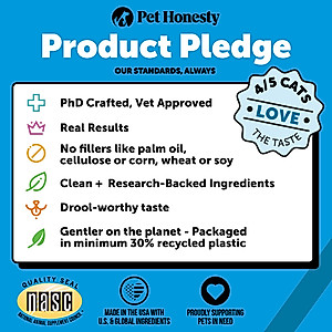 Pet Honesty Cat Skin & Coat Health Chews - Omegas, Vitamin C + E, Biotin Supplement, Soothes Skin and Promotes Shiny Coat, Cat Supplements & Vitamins - Chicken (30-Day Supply)