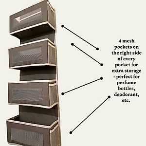 Over The Door Hanging Storage Organizer for Toys, Clothes, or Toiletries with Spacious Pockets for Bedroom, dorm, Nursery, etc by DLC ESSENTIALS (Gray)