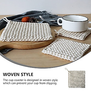 OSALADI Japanese Pot Holders Crochet Woven Hot Dishes Pans Mat Weave Cotton Trivets for Hot Dishes Hot Pot Holders （ 19CM ）