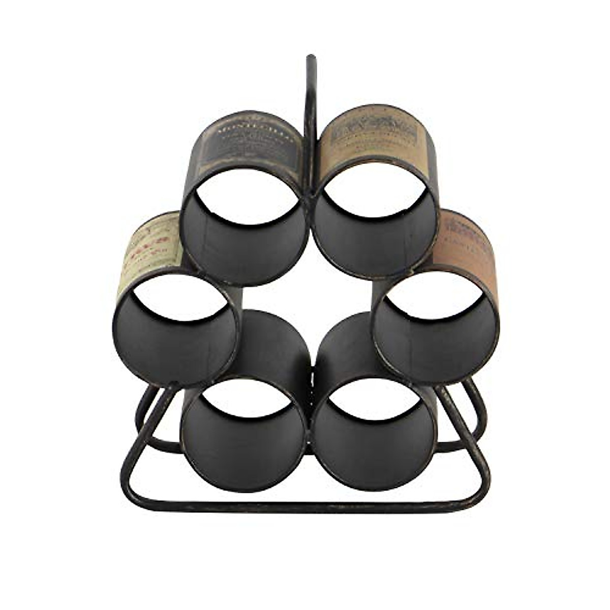 Deco 79 Metal 6 Bottle Wine Rack, 12" x 6" x 14", Black