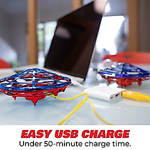 Force1 Scoot Combo Hand Operated Drone for Kids or Adults - Hands Free Motion Sensor Mini Drone, Easy Indoor Rechargeable UFO Flying Ball Drone Toy for Boys and Girls (Red/Blue)