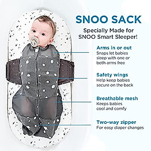 Happiest Baby SNOO Sleep Sack - 100% Organic Cotton Baby Swaddle Blanket - Doctor Designed Promotes Healthy Hip Development (White, Small)