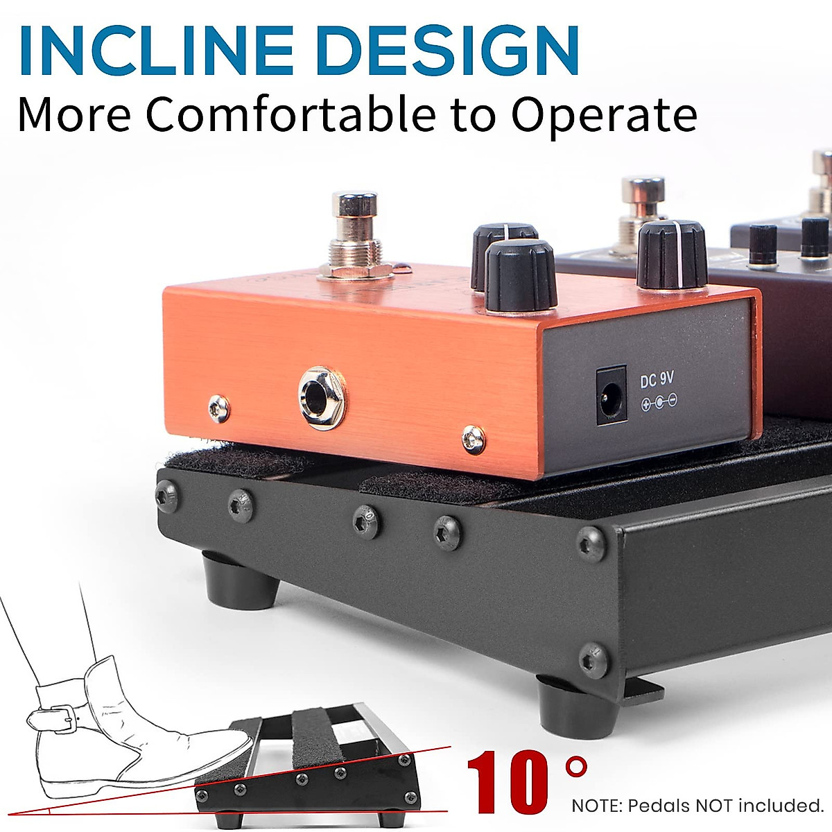 AKLOT Guitar Pedal Board with Built-in Power Supply Guitars Effect Pedalboard Aluminium Alloy Power Supply 19" x 5" with Bag, Pedal Cable