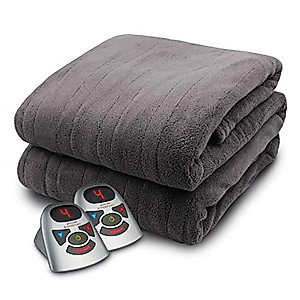 Biddeford Blankets Micro Plush Electric Heated Blanket with Digital Controller, Queen, Grey