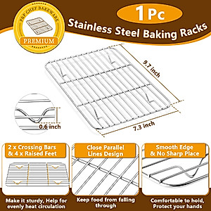 P&P CHEF Toaster Oven Tray and Rack Set, Stainless Steel Baking Pan with Cooling Rack, Fit Your Small Oven & Single Person Use, Non Toxic & Easy Clean