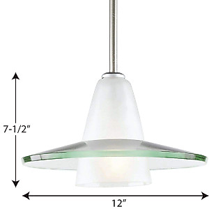 Modern Pendant 1-Light Clear and Etched Glass Mini-Pendant Light Brushed Nickel