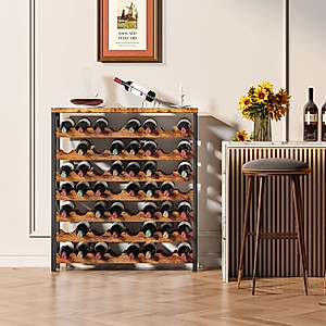 Homeiju 56-Bottle Freestanding Wine Rack, Wooden Wine Rack Storage Shelf, Stackable Wine Bottle Rack with Tabletop for Living Room,Kitchen or Wine Cellar