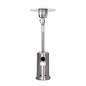 Nuu Garden Outdoor 46,000 BTU Propane Gas Heater with Wheels, Stainless Steel Frame, Removable Heater for Patio, Backyard, Garden, Porch, Silver