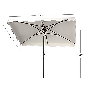 Safavieh PAT8300K Outdoor Zimmerman White 6'6" x 10' Rectangle Market UV Protected Umbrella