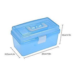 mewmewcat art box with handle,Clear Plastic Art Storage Box Watercolor Oil Painting Supplies Multipurpose Case Portable for Artists, Blue