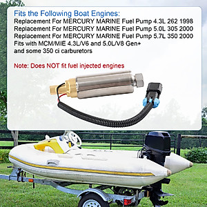 JDMSPEED New Electric Fuel Pump 861155A3 Replacement For Mercury Mercruiser Marine Boat 4.3L 5.0L 5.7L V6 V8 Carburetor Engines Low Pressure Fuel Pump Replaces 935432 18-8868 With Gasket