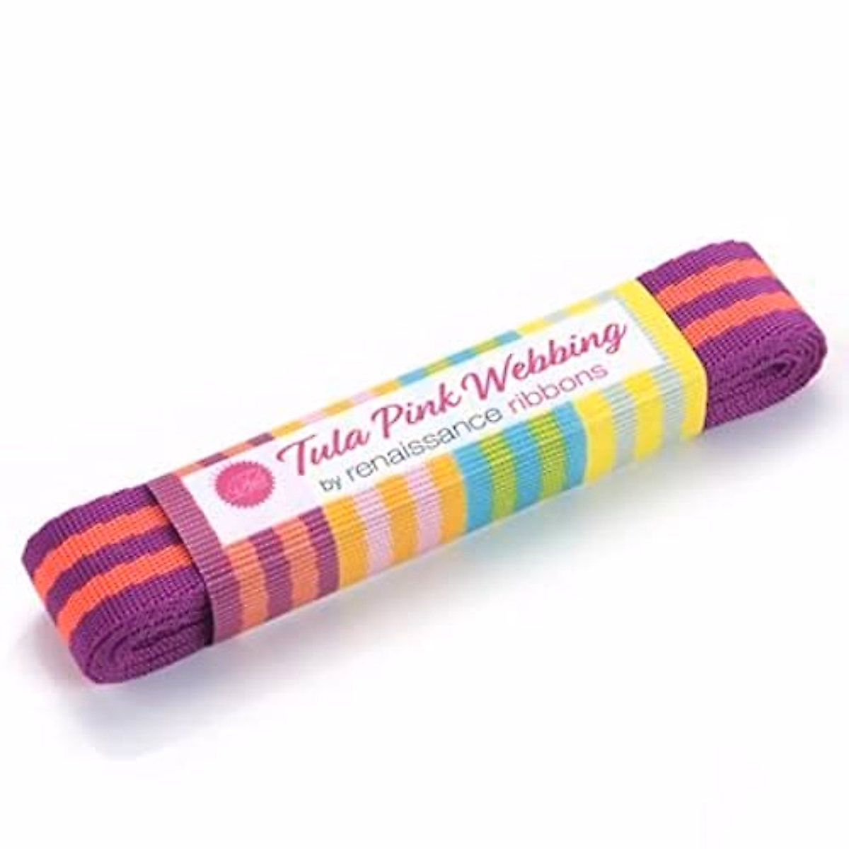 Renaissance Ribbons Tula Pink Webbing RRTKP9101 Watermelon Plum 1" Width, Package of 2 Yards