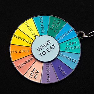 What To Eat Wheel Spinning Keychain - Cute Mood Key Chains - Aesthetic Charm Gift for Women Men