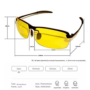 Runspeed Men's HD Day Night View Driving Glasses Polarized UV400 Anti-Glare Rain Day Night Vision Cycling Nighttime/Day Safty Sunglasses (Black)