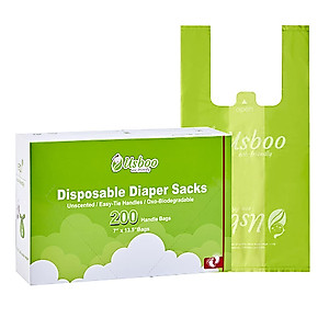 Disposable Diaper Sacks,200 count Baby Disposable Diaper Bags with Easy-Tie Handles,Oxo-Biodegradable Waste Bags,Diaper Disposal or Pet Waste Bags, Unscented