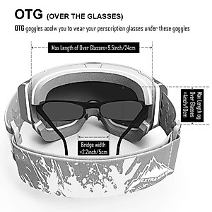 Extra Mile Ski Goggles, Anti-Fog Protection Snowboard Dual Lens for Men Women