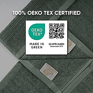La Miones | 100% Turkish Cotton | Soft and Absorbent Premium Kitchen Hand Towels for Bathrooms | Set of 6 Quick Dry, Small, Face Towels | 6 Piece Guest Hand Towel, Deep Green