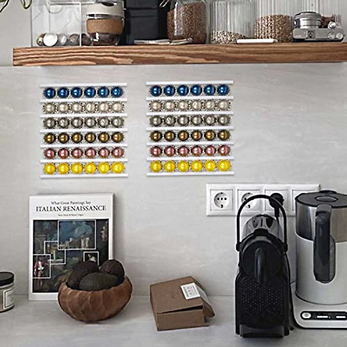 Nespresso Pods Holder for Coffee Pod Holder, k-Cup Organizer Storage on Coffee Bar Accessories And Organizer Wall Mount Under Cabinet Coffee Maker