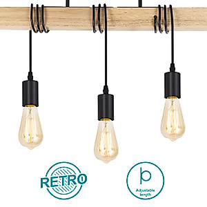 Vintage Wood Chandelier Ceiling Light Fixtures, Set of 2 Semi Flush Mount Ceiling Lights, 3-Light Ceiling Lamp for Hallway Bedroom Entryway Farmhouse Dining Room Living Room