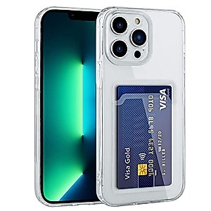 tharlet Compatible with iPhone 13 Pro Max Wallet Clear Case with Card Holder, Non-Yellowing Phone Case, Precision Cut-Outs and TPU Bumper for Shock Absorption, Anti-Scratch Smudge-Proof (Matte Clear)