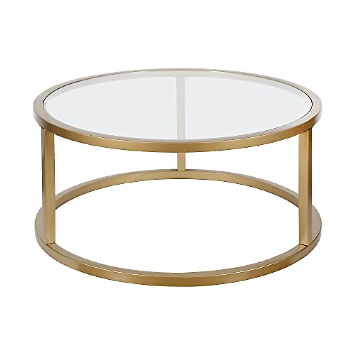 Parker 35'' Wide Round Coffee Table in Brass