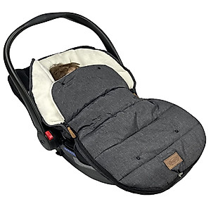 funlife 4 in 1 Premium Waterproof Universal Anti-Wind Infant Car Seat Cover Comes with Ultra Soft Fleece Car Seat Bunting Bag for Winter,Car Seat Cover Bunting Set for 0-12M