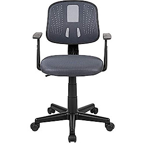 Flash Furniture Flash Fundamentals Mid-Back Gray Mesh Swivel Task Office Chair with Pivot Back and Arms