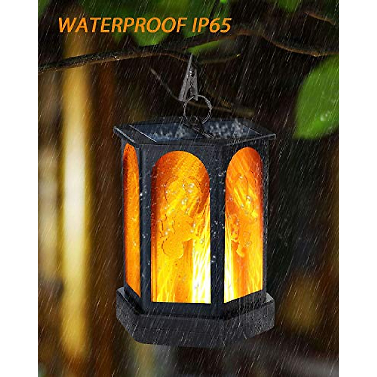 Solar Lights, Outdoor Garden Hanging Lantern, Outdoor Flickering Flame, Solar Lantern Outdoor Hanging Lanterns Decorative, Outdoor Lighting Solar Powered Waterproof LED Flame Lights for Patio Garden