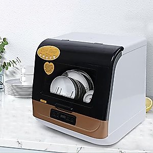 Compact Dishwasher 1200W Mini Portable Countertop Dishwasher 3/4 Washing Program Deep Cleaning for Small Apartments, Dorms and RV (Black 4 Washing Programs)