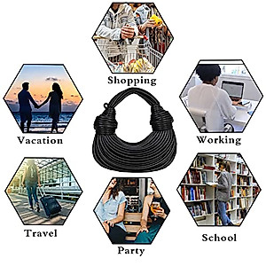 Women Purses and Handbags Hand-Woven Bread PU Leather Top Handle Satchel Shoulder Crossbody Creative Noodles Underarm Bag (black)