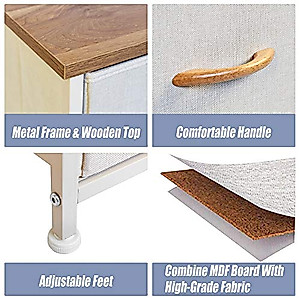 Bigroof Dresser for Kids Bedroom with 5 Drawers, Storage Drawer Organizer, Wide Chest of Drawers for Closet, Clothes Kids Baby Nursery TV Stand with Storage Drawers, Wood Board, Fabric Drawer (Maple)