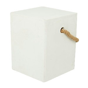 Deco 79 Magnesium Oxide Lightweight Outdoor Accent Table with Rope Handle, 15" x 15" x 18", White