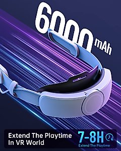 ToyBag Head Strap with 6000mAh Battery Compatible with Oculus Quest 2, Adjustable Elite Head Strap for Enhanced Support and Extending Game time in VR