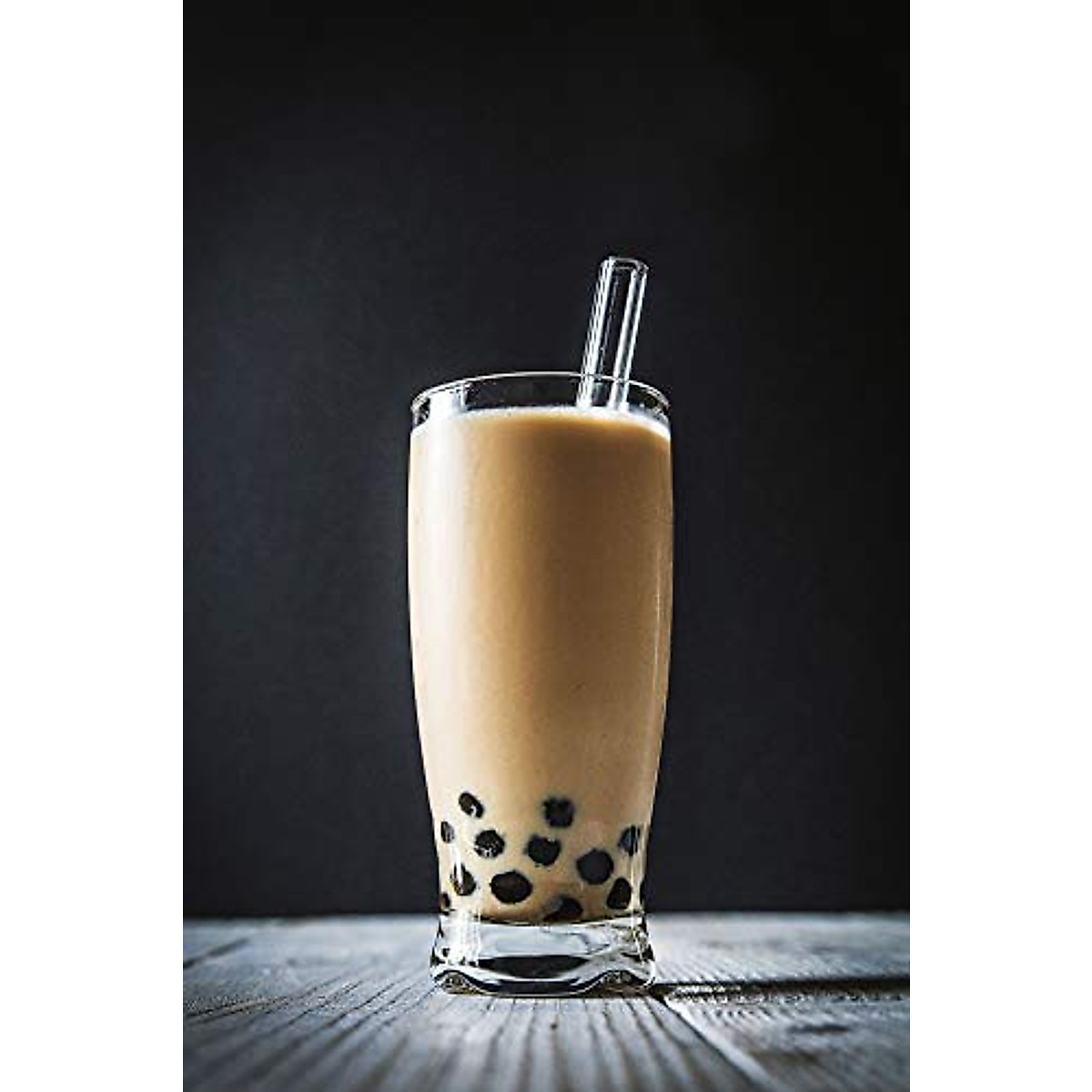 ALINK Reusable Glass Boba Straws, 14mm Extra Wide Clear Straws for Smoothies, Bubble Tea, Pack of 2 with Carrying Case and Cleaning Brush