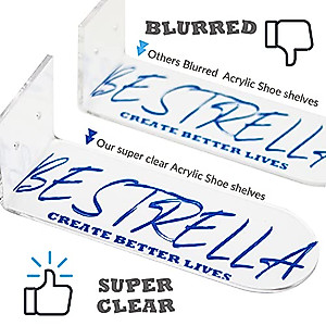 Floating Shoe Shelves for Wall set of 6, Clear Acrylic Shoe Display Shelves, Wall Mounted Shoe Rack to Showcase Sneaker Collection or Shoes Box,Invisible Wall Shoe Storage Organizer (Acrylic-6PCS)