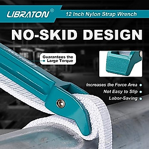 LIBRATON Strap Wrench, Nylon Strap Wrench, 12" Adjustable Oil Filter Strap Wrench, Strap Wrench Plumbing Heavy Duty, Double Layered Nylon Strap Wrench, Handle Belt Wrench