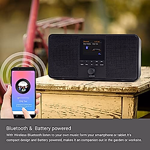 LEMEGA IR4S Stereo WiFi Internet Radio,FM Digital Radio, Spotify Connect, Bluetooth Speaker, Dual Alarms Clock, 40 Presets, Headphone-Output, Batteries or Mains Powered – Black Finish