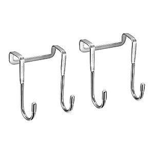 HARFINGTON Over Cabinet Drawer Hooks, 2 Pack S-Shape Extended Stainless Steel Double Hanging Hooks for Bathroom Kitchen Door, Silver Tone